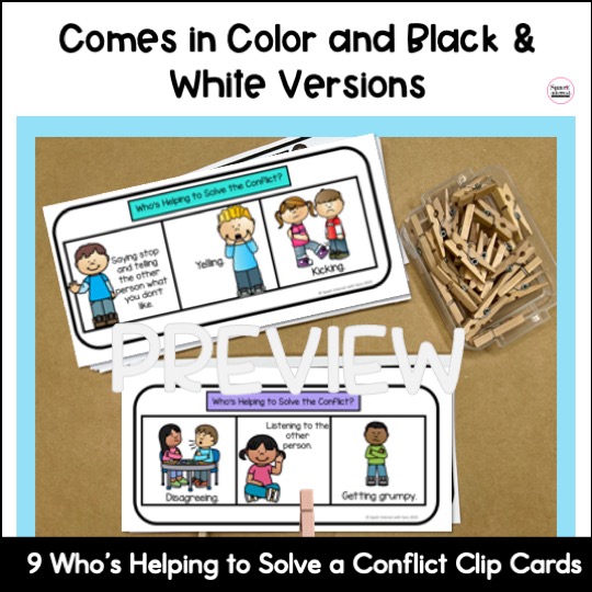 Preschool Conflict Resolution Clip Cards | Made By Teachers