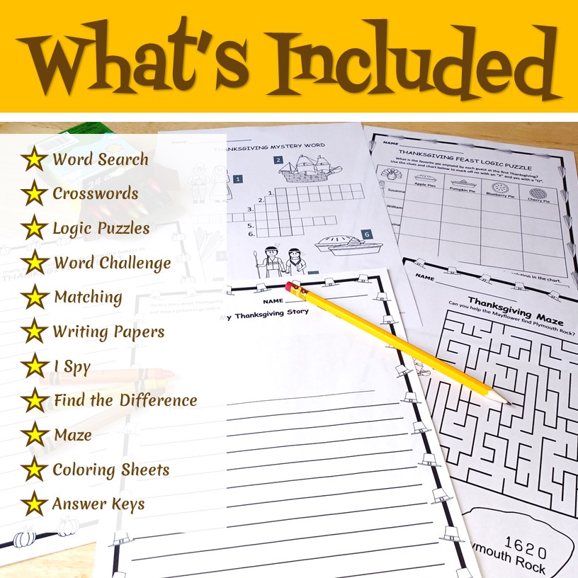 Thanksgiving English Activity Sheets - No Prep! | Made By Teachers