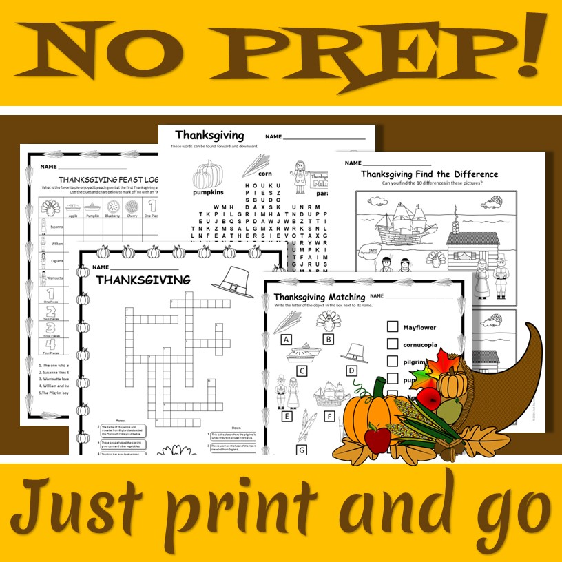 Thanksgiving English Activity Sheets - No Prep! | Made By Teachers