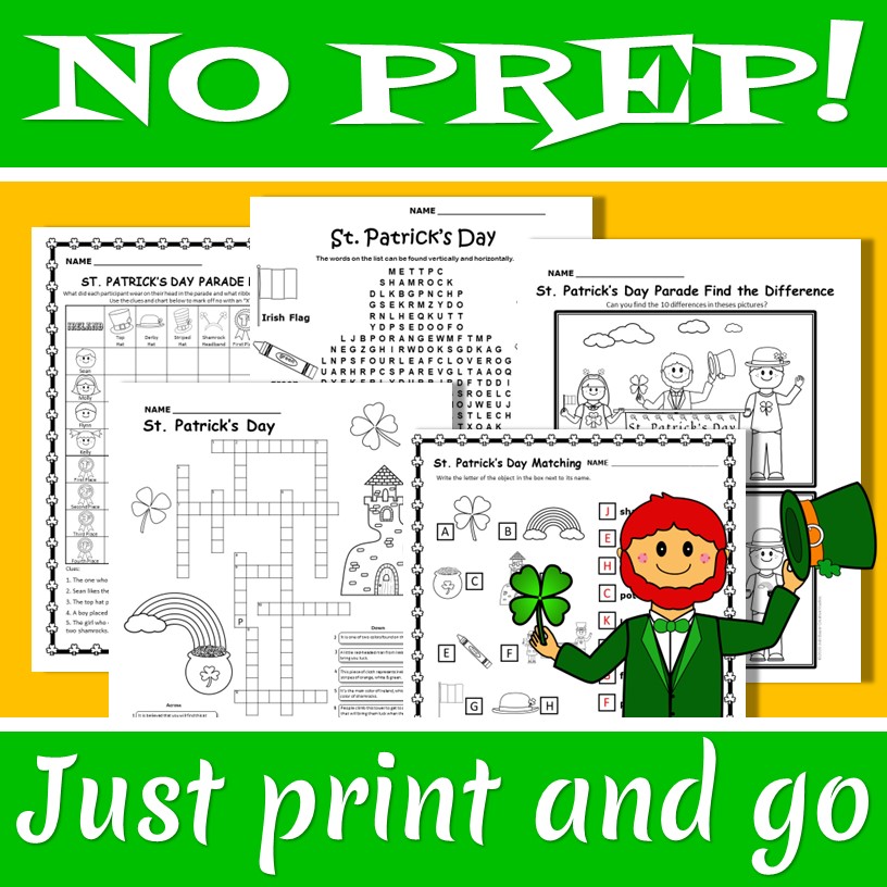 St. Patrick's Day English Activity Sheets - No Prep! | Made By Teachers