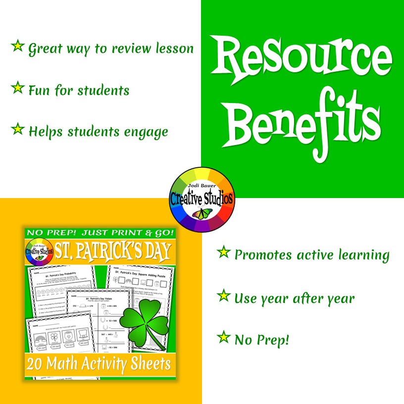 St. Patrick's Day Math Activity Sheets - No Prep! | Made By Teachers