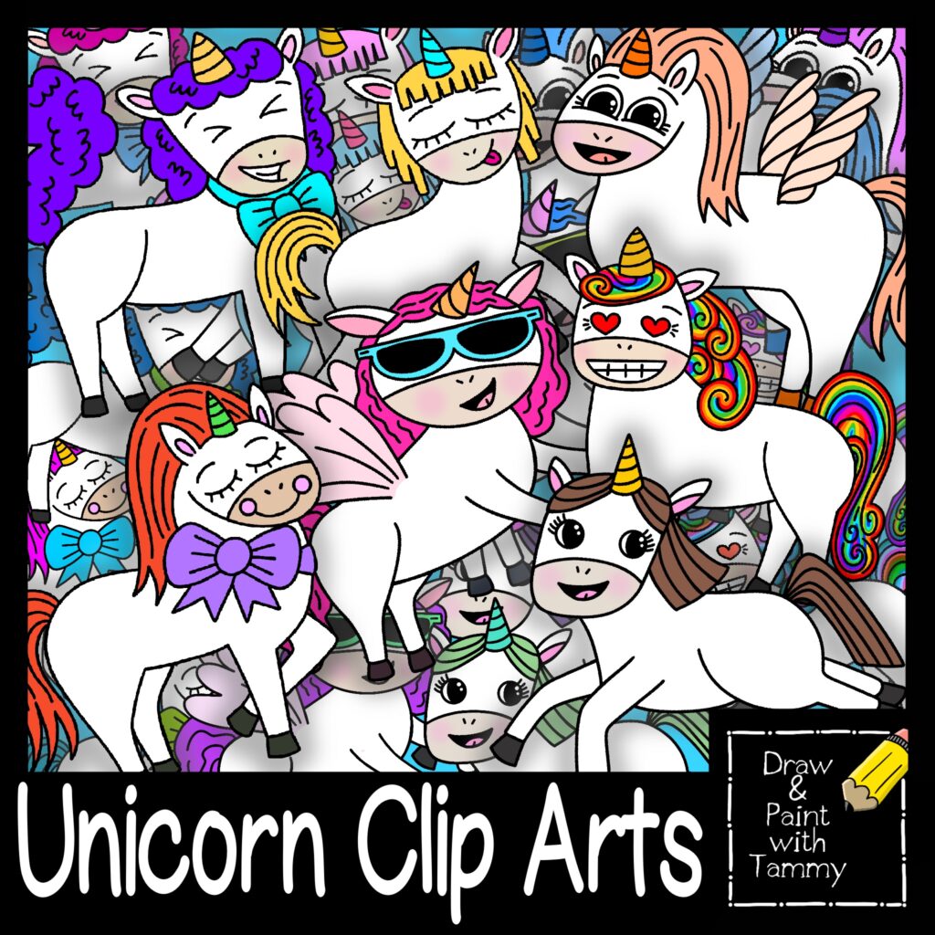 Unicorn Clip Arts with Printable PDF Coloring Pages | Made By Teachers