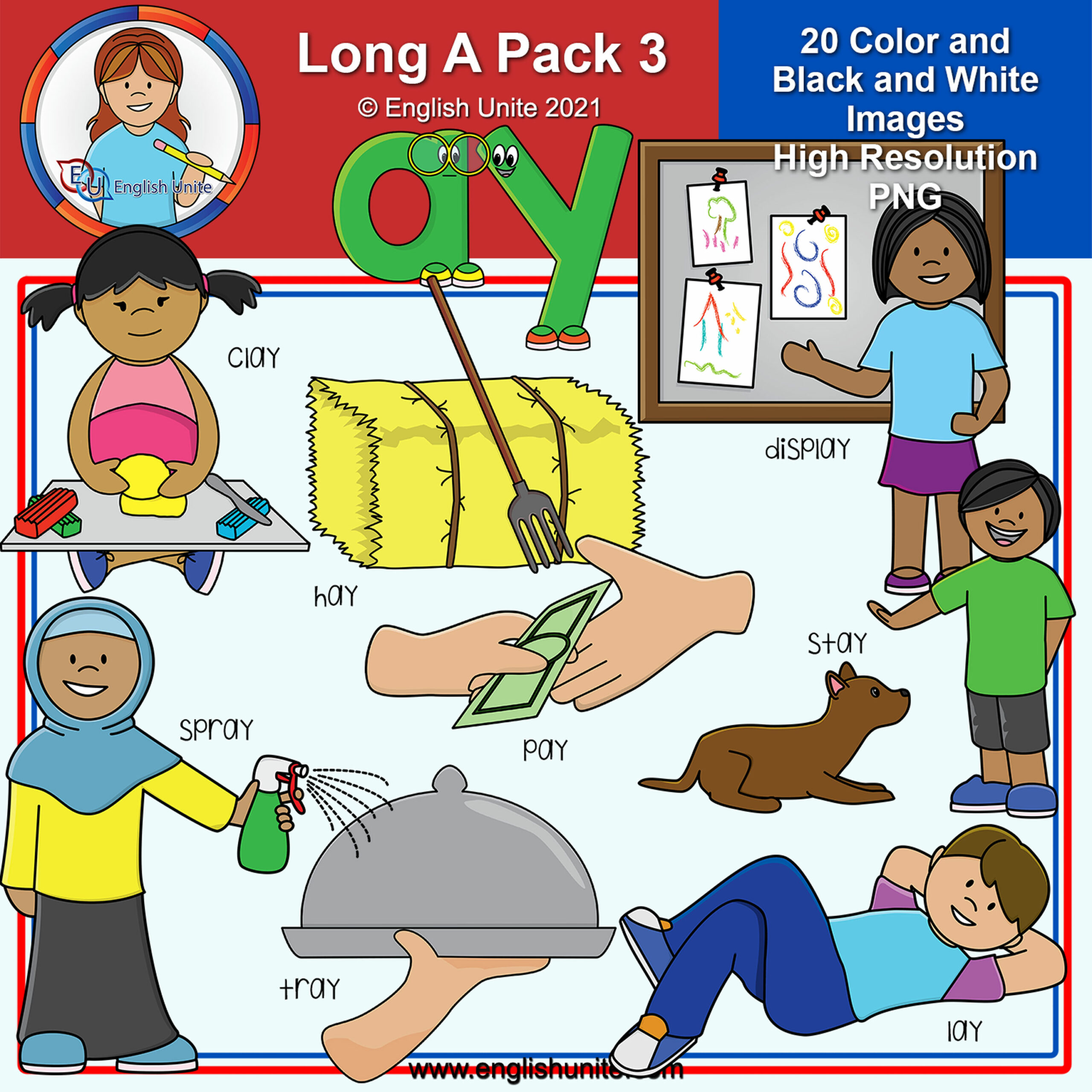 Clip Art - Long A Vowel Pack 3 (ay) | Made By Teachers