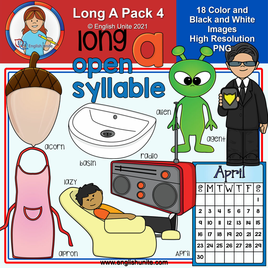 Clip Art - Long A Vowel Pack 4 (open syllables) | Made By Teachers