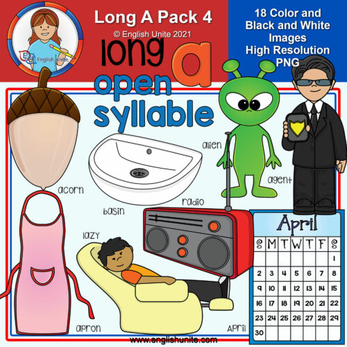 Clip Art - Long A Vowel Pack 4 (open syllables) | Made By Teachers