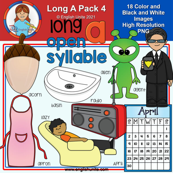 Clip Art - Long A Vowel Pack 4 (open syllables) | Made By Teachers