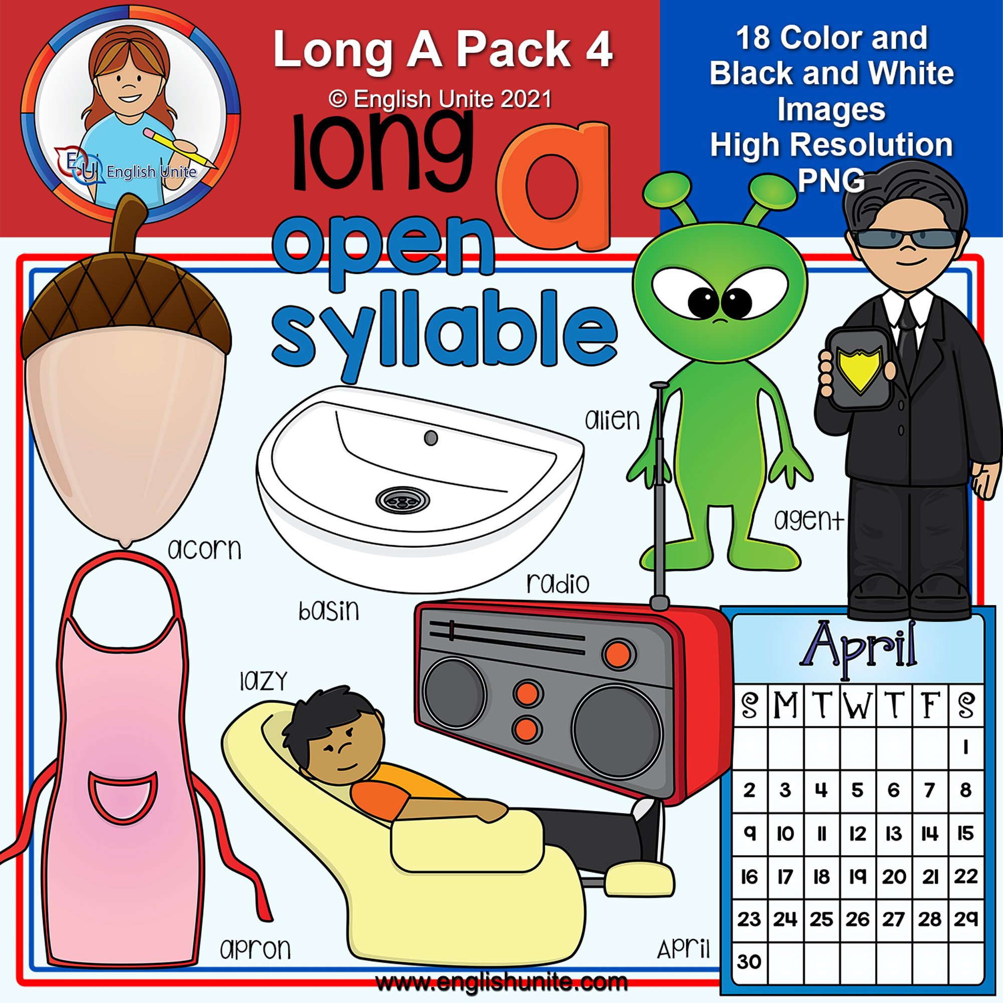 Clip Art - Long A Vowel Pack 4 (open syllables) | Made By Teachers