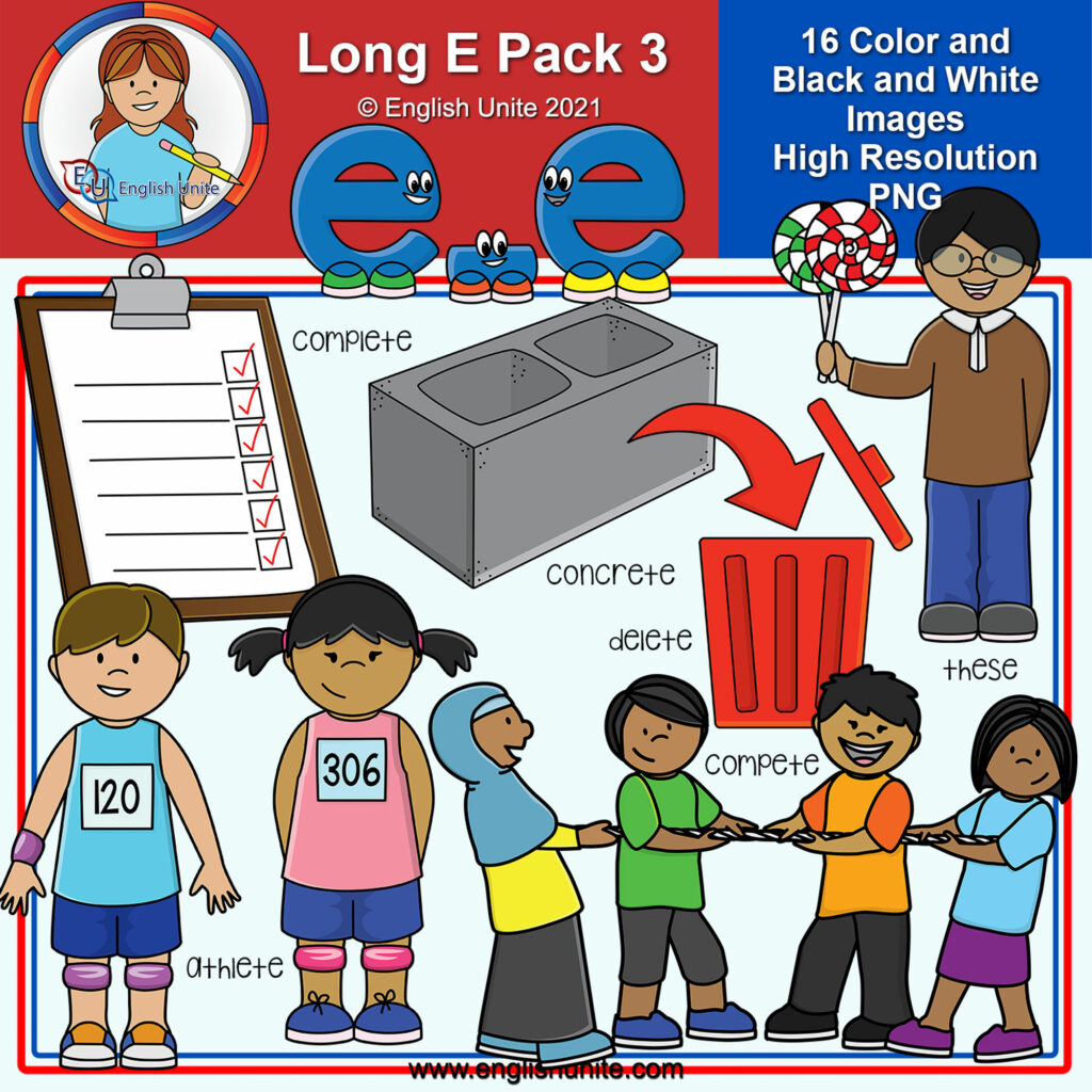 Clip Art - Long E Vowel Pack 3 (e-e) | Made By Teachers