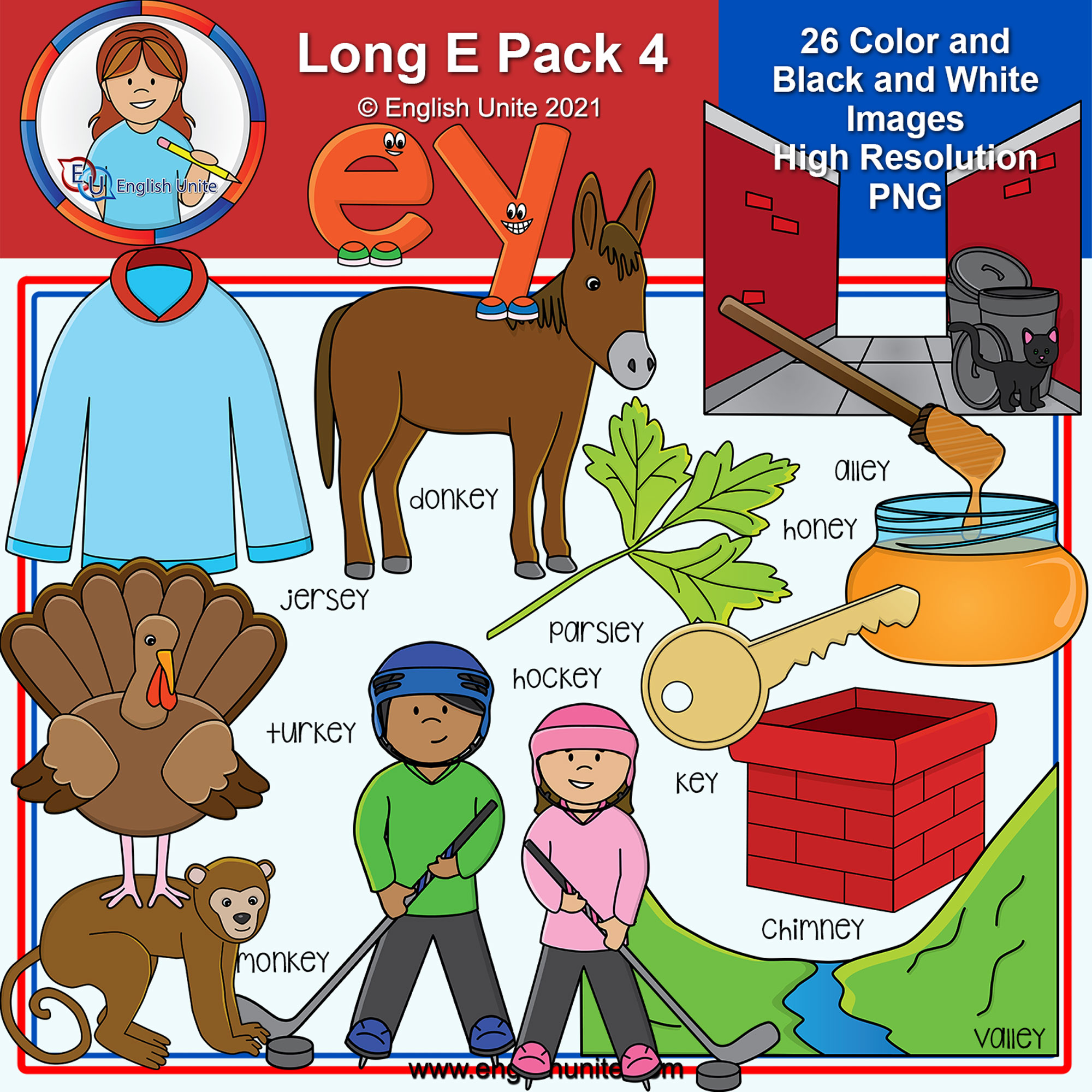Clip Art - Long E Vowel Pack 4 (ey) | Made By Teachers