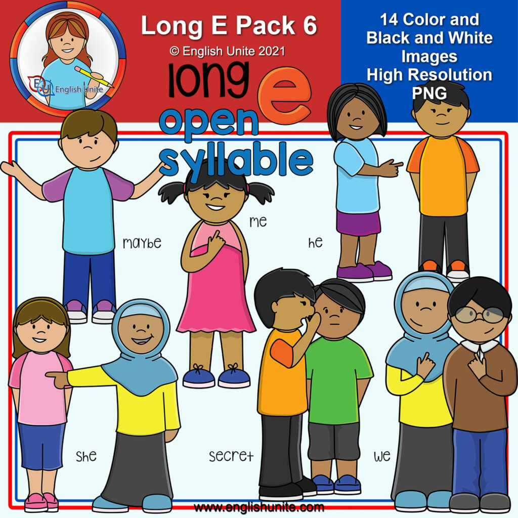 Clip Art - Long E Vowel Pack 6 (open syllables) | Made By Teachers