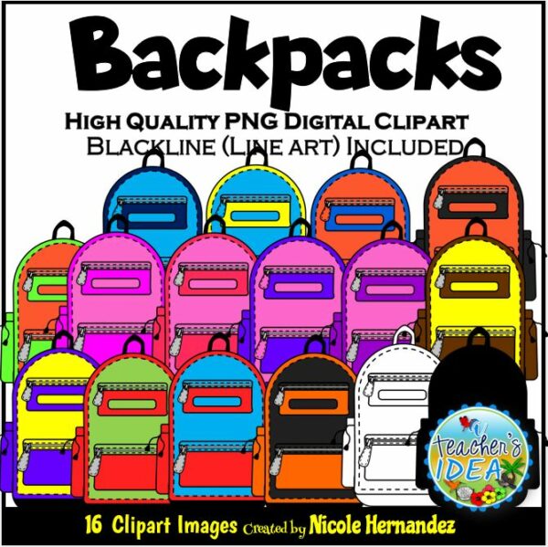 Backpack (Rucksack) Clip Art Commercial Use | Made By Teachers