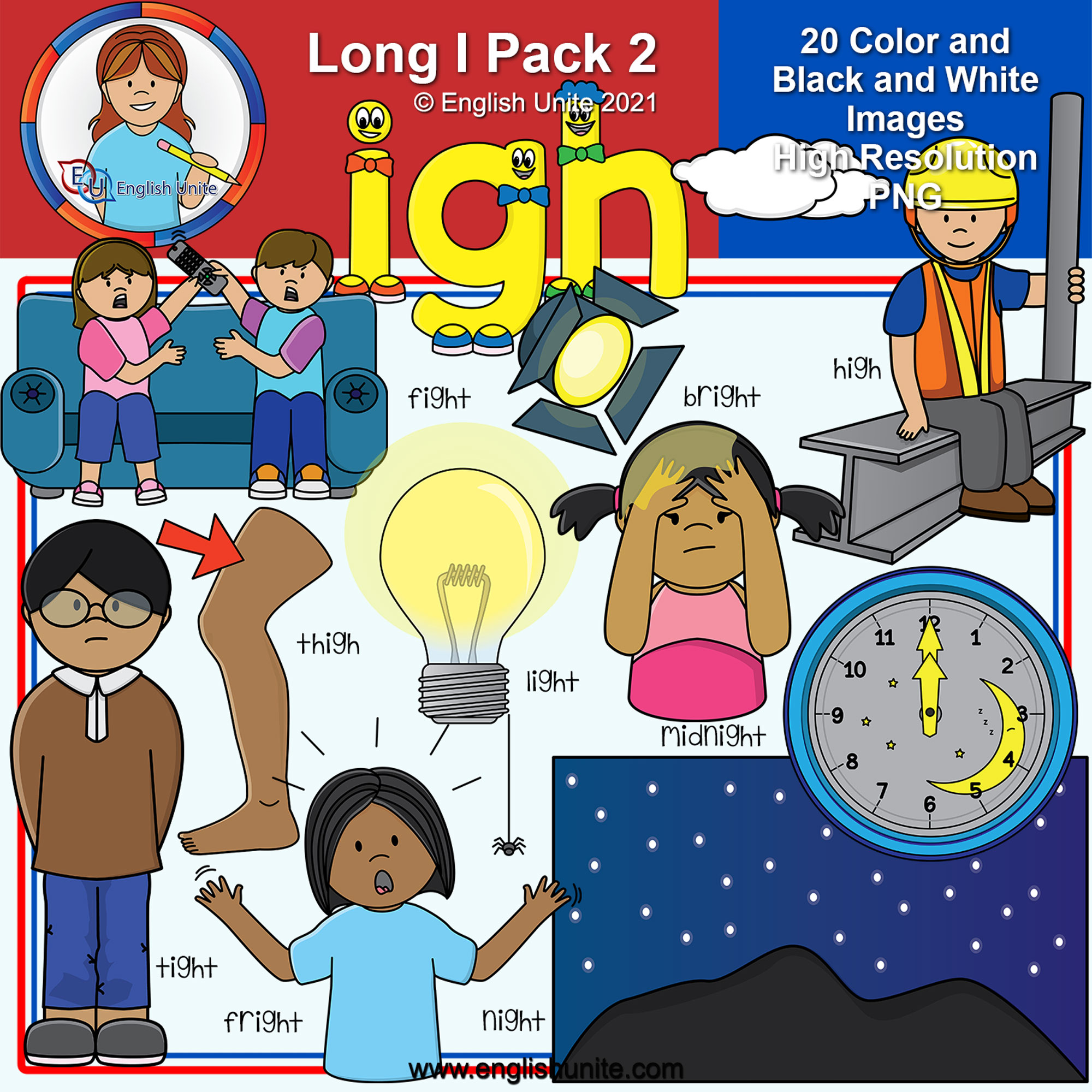 Clip Art - Long I Vowel Pack 2 (igh) | Made By Teachers