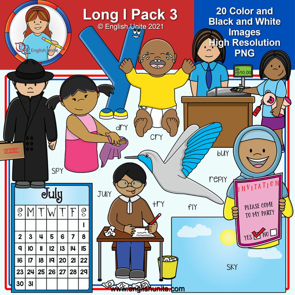 Clip Art - Long I Vowel Pack 3 (y as an i) | Made By Teachers