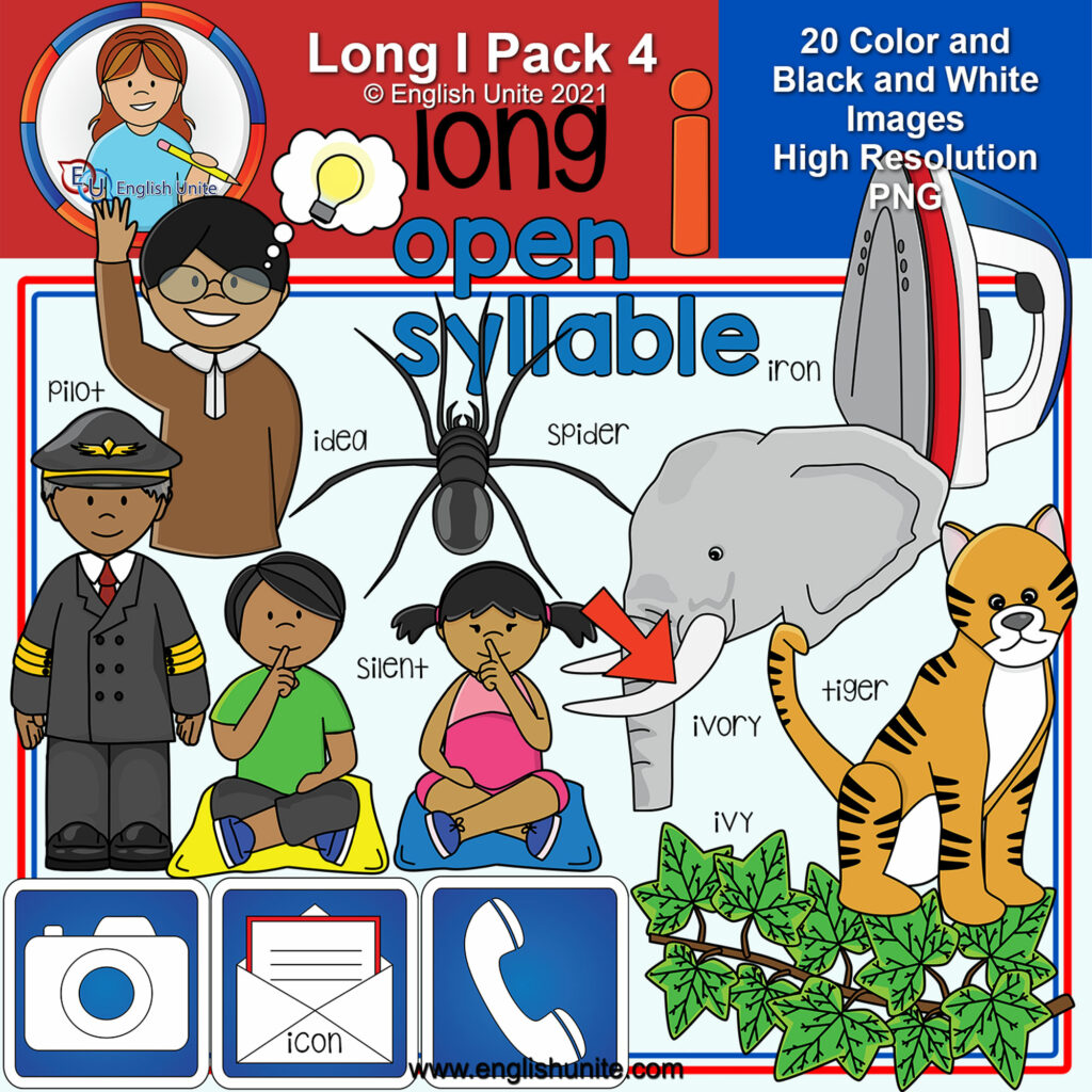 Clip Art - Long I Vowel Pack 4 (open syllables) | Made By Teachers
