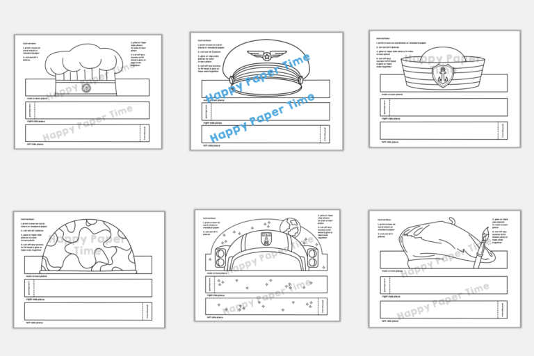 Community Helpers Paper Hats Career Day Printable Paper Coloring Craft ...