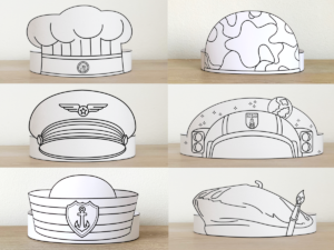Community Helpers Paper Hats Career Day Printable Paper Coloring Craft ...