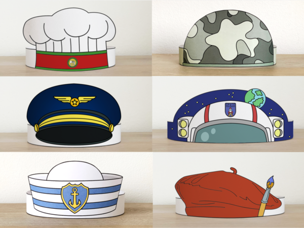 Community Helpers Paper Hats Career Day Printable Paper Headbands Craft ...
