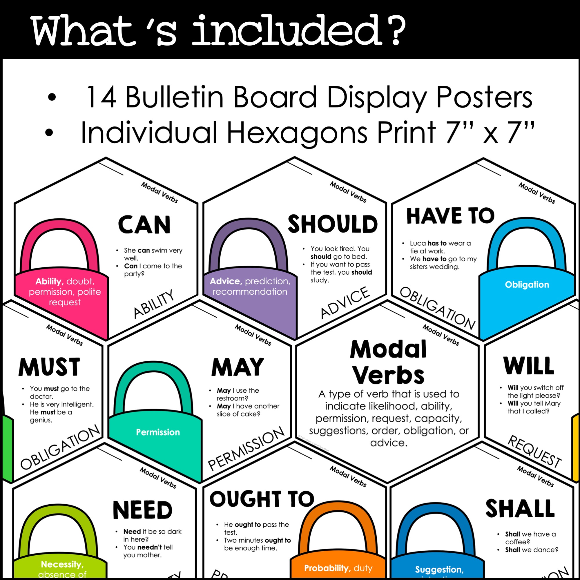 Modal Verbs Posters | ESL Bulletin Board Display - Word Wall - Visual ...
