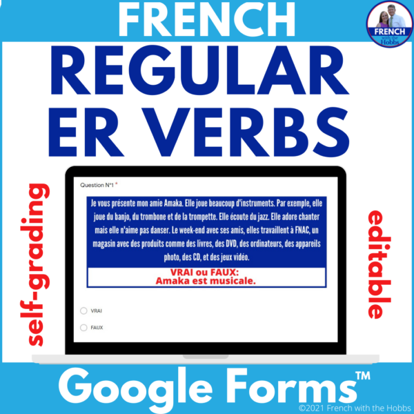 French Regular ER Verbs Present Tense Digital Google Form™ | Made By ...
