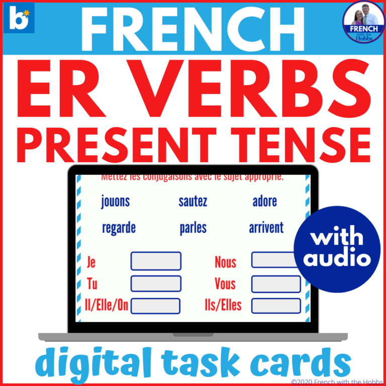 French Regular ER Verbs Present Tense Boom™ Digital Cards les verbes en ...