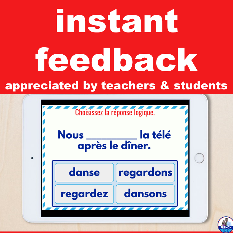 French Regular ER Verbs Present Tense Boom™ Digital Cards les verbes en ...
