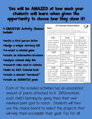 13 Colonies Choice Board | Made By Teachers
