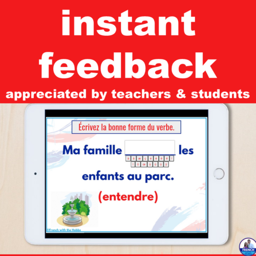 French Regular RE Verbs Present Tense Boom™ Digital Cards les verbes en ...