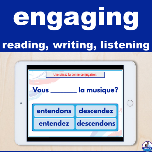 French Regular RE Verbs Present Tense Boom™ Digital Cards les verbes en ...