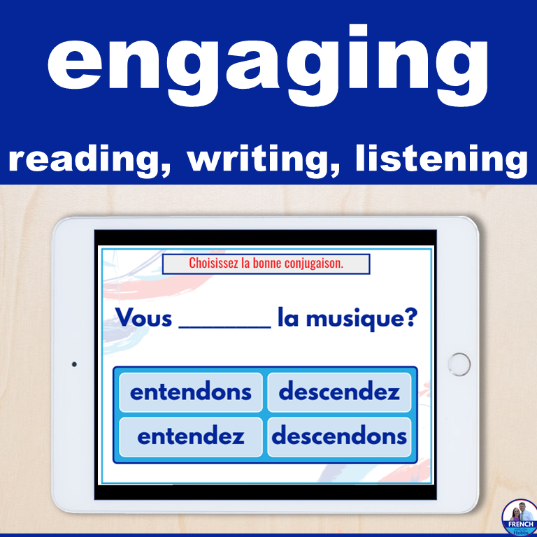 French Regular RE Verbs Present Tense Boom™ Digital Cards les verbes en ...