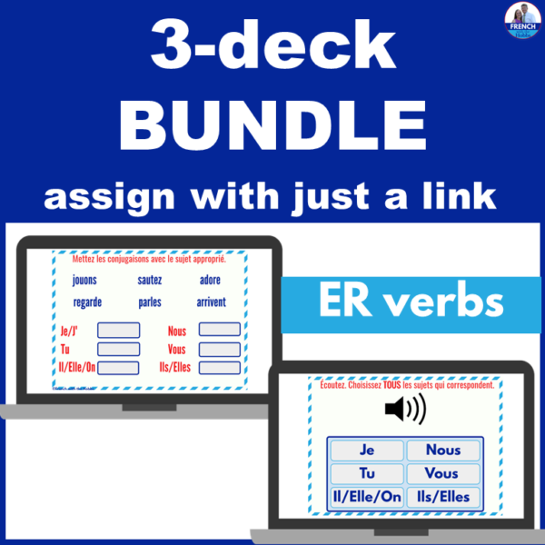 French Regular Present Tense ER IR RE Verbs Boom™ Digital Task Cards ...
