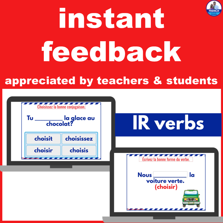 French Regular Present Tense ER IR RE Verbs Boom™ Digital Task Cards ...