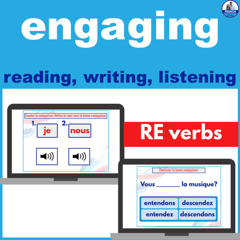 French Regular Present Tense ER IR RE Verbs Boom™ Digital Task Cards ...