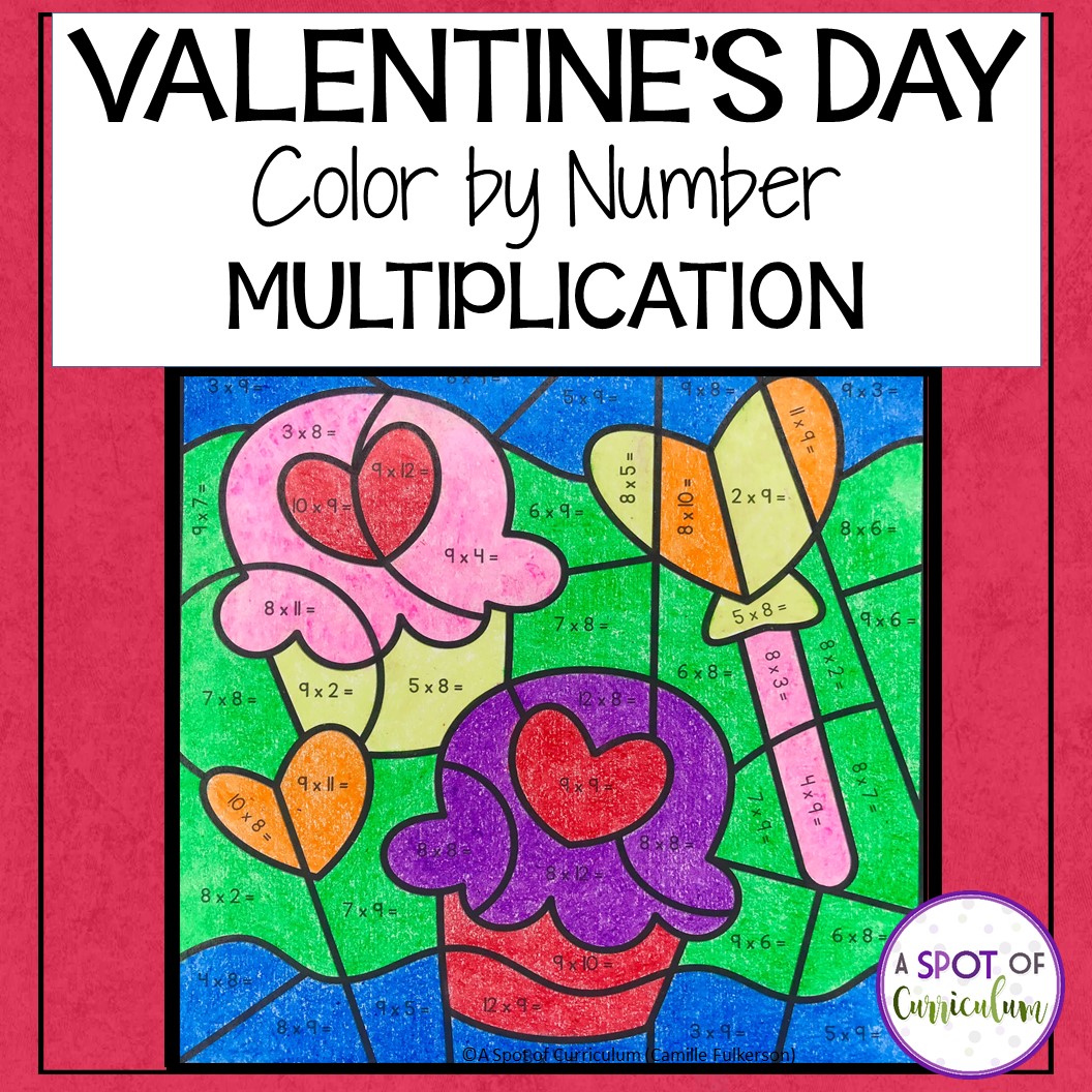 Valentine s Coloring Sheets Multiplication Color By Number Made By