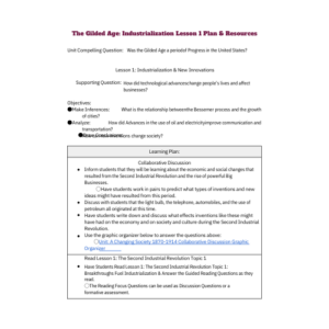 The Gilded Age: Industrialization Lesson 1 Plan & Resources | Made By ...