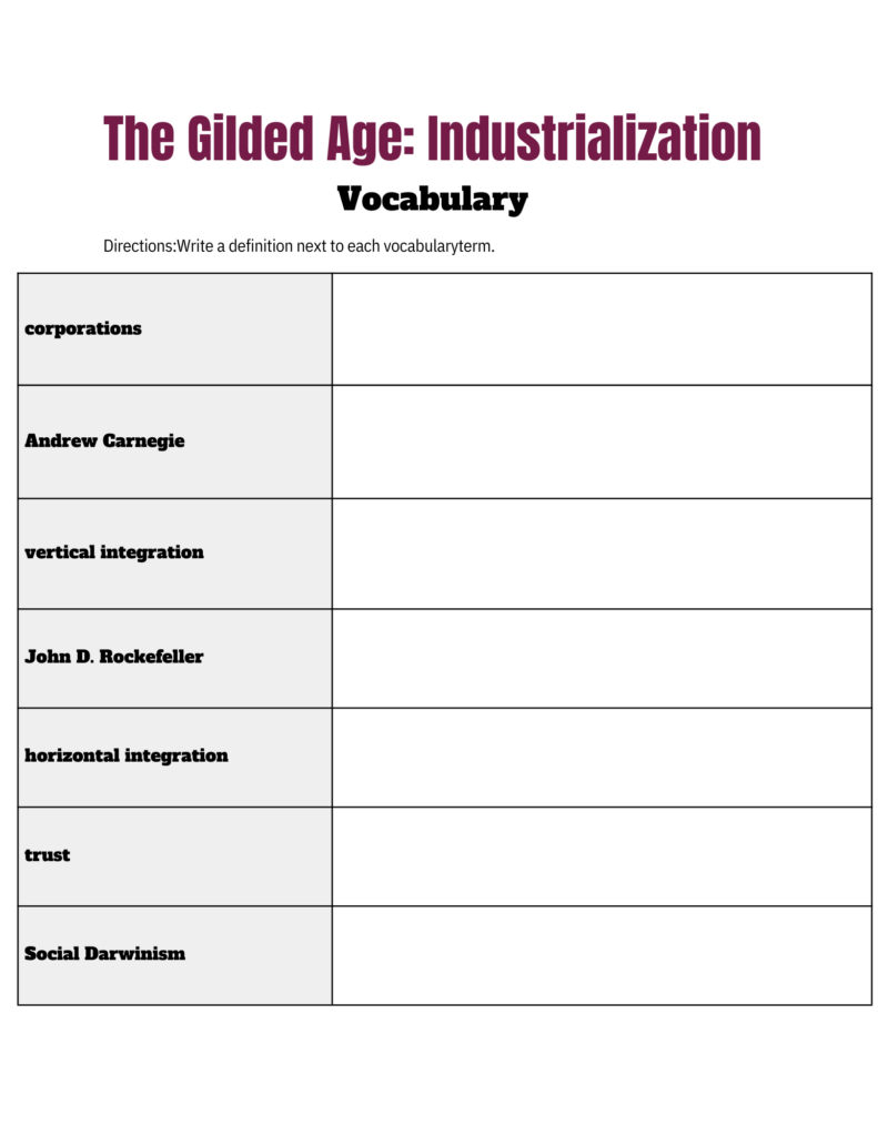 The Gilded Age: Industrialization Lesson 2 Plan & Resources | Made By ...