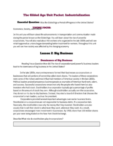 The Gilded Age: Industrialization Lesson 2 Plan & Resources | Made By ...