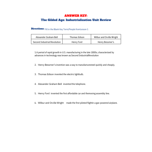 The Gilded Age: Industrialization Lesson 3 Plan & Resources | Made By ...