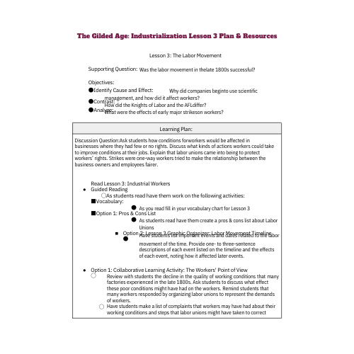 The Gilded Age: Industrialization Lesson 3 Plan & Resources | Made By ...