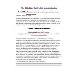 The Gilded Age: Industrialization Lesson 3 Plan & Resources | Made By ...