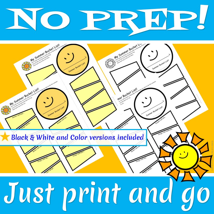 Summer Bucket List Sun Craft - No Prep! | Made By Teachers