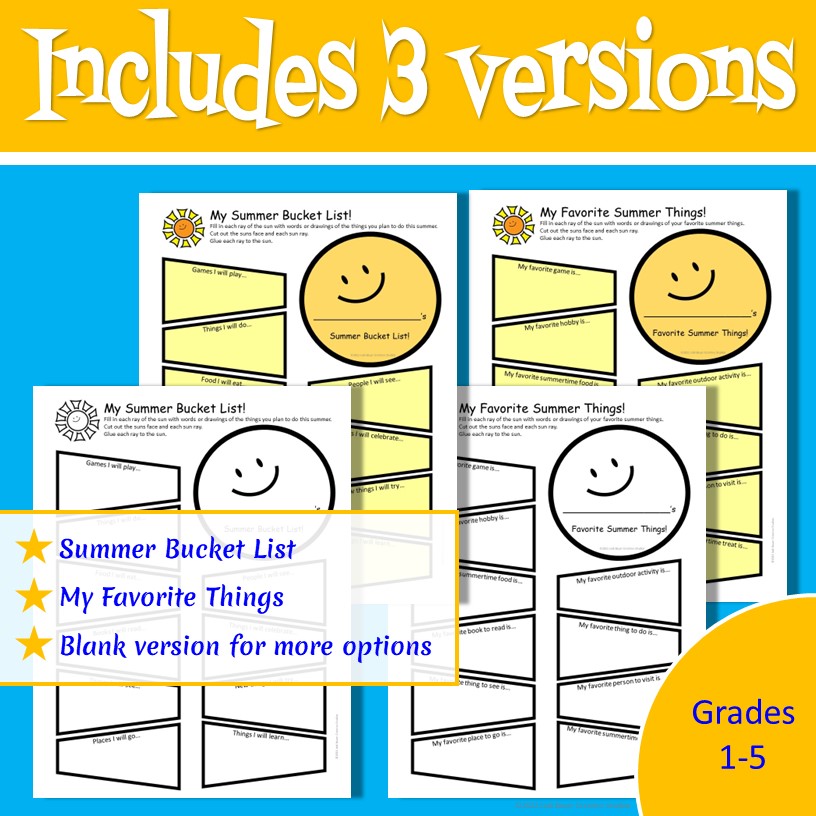 Summer Bucket List Sun Craft - No Prep! | Made By Teachers