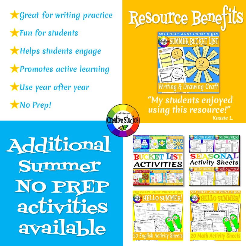 Summer Bucket List Sun Craft - No Prep! | Made By Teachers