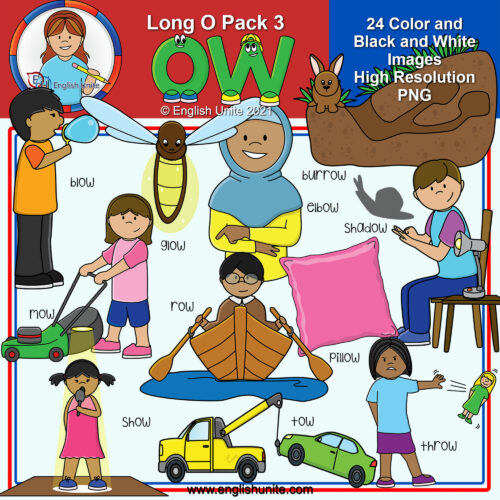 Clip Art - Long O Vowel Pack 3 (ow) | Made By Teachers