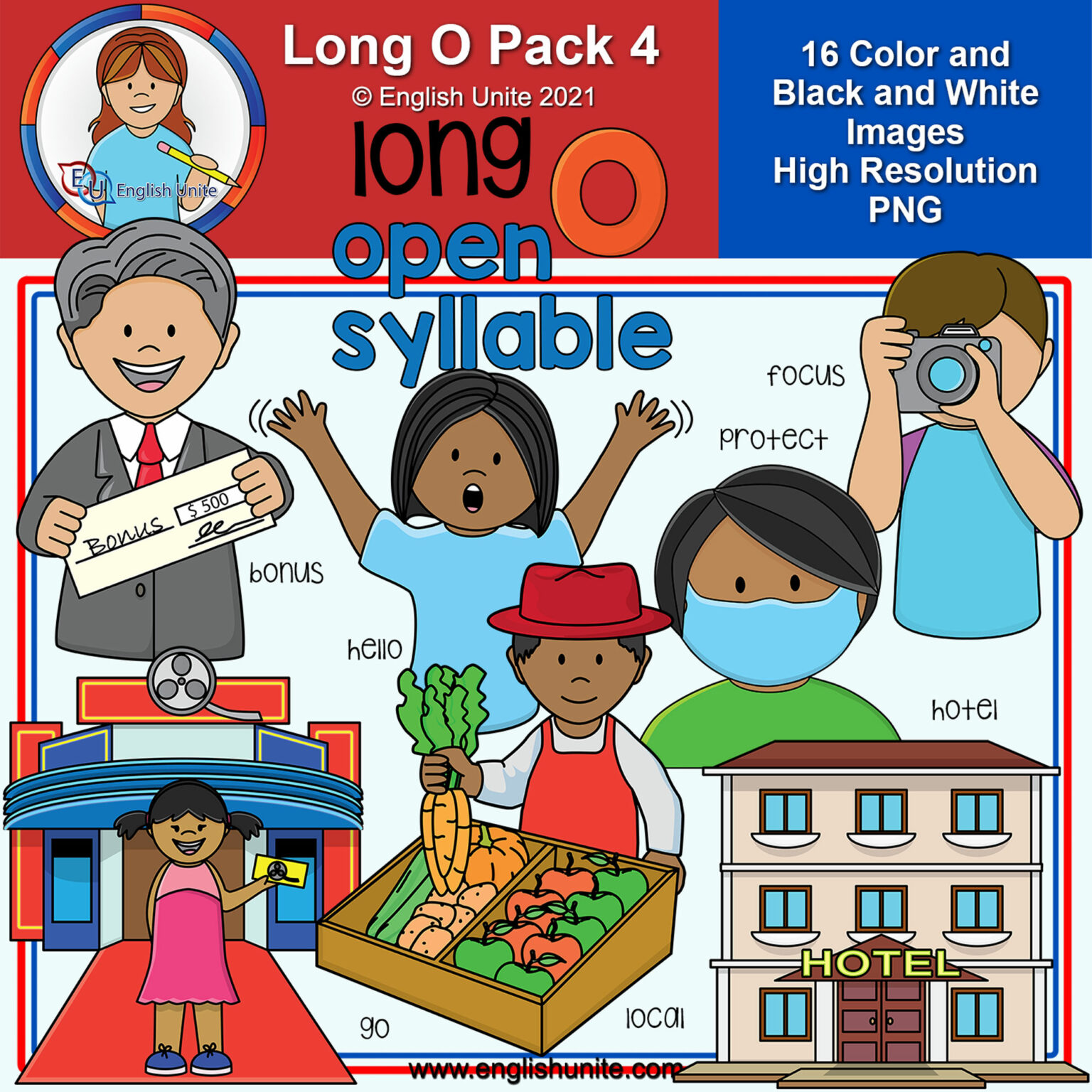 Clip Art - Long O Vowel Pack 4 (open syllables) | Made By Teachers
