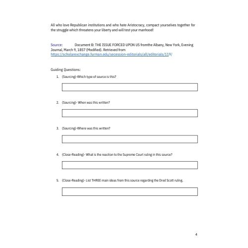 Inquiry-Based Projects: Dred Scott Decision | Made By Teachers