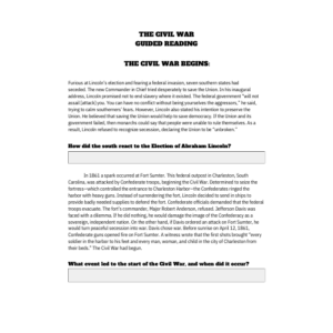 The Civil War: Guided Reading & Projects | Made By Teachers