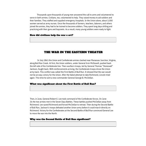 The Civil War: Guided Reading & Projects | Made By Teachers