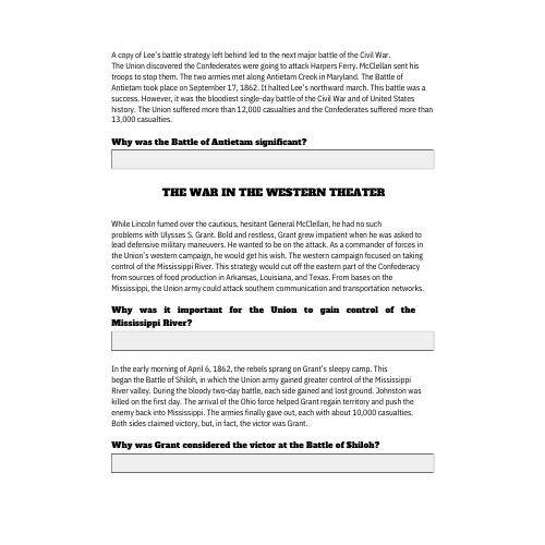 The Civil War: Guided Reading & Projects | Made By Teachers