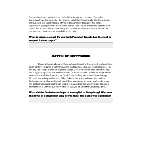 The Civil War: Guided Reading & Projects | Made By Teachers