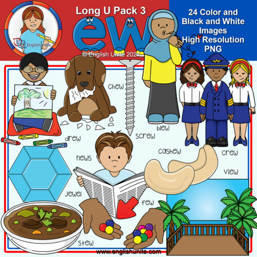 Clip Art - Long U Vowel Pack 3 (ew) | Made By Teachers